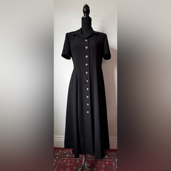 Leslie Fay | Dresses | Vintage Leslie Fay Black Long Sleeve Dress With ...